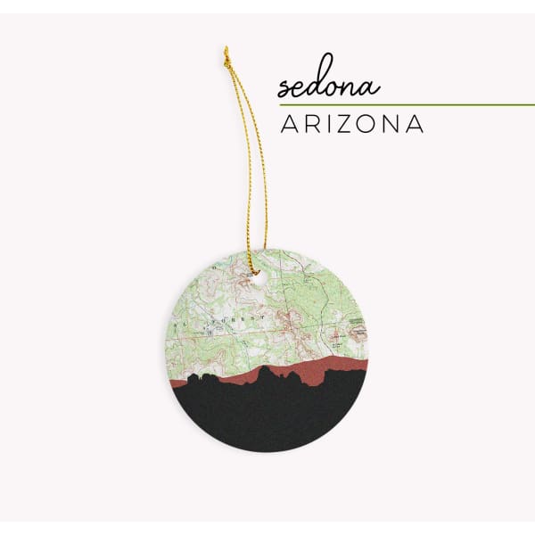 Sedona, Arizona city skyline with vintage Sedona map | wanderlust gifts ...