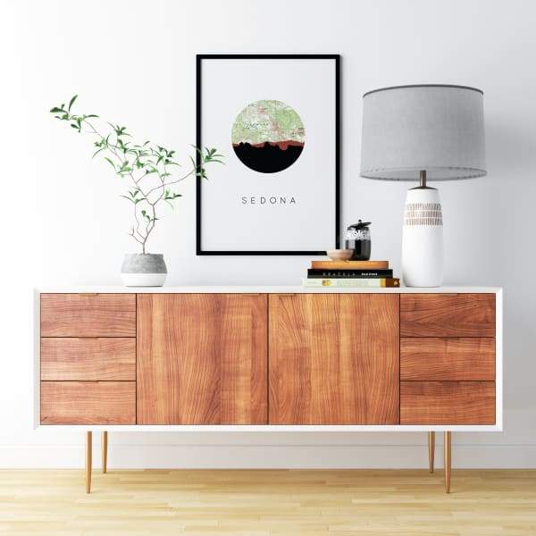 Sedona, Arizona city skyline with vintage Sedona map | wanderlust gifts ...