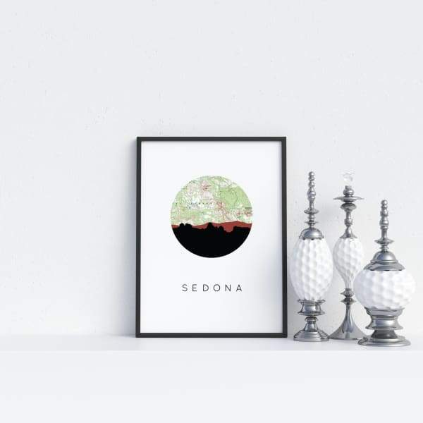 Sedona, Arizona city skyline with vintage Sedona map | wanderlust gifts ...