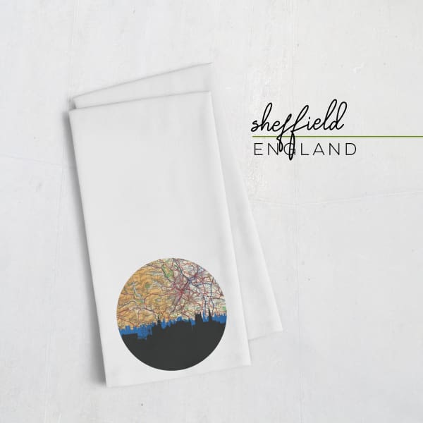 Sheffield, England city skyline with vintage Sheffield map | wanderlust ...