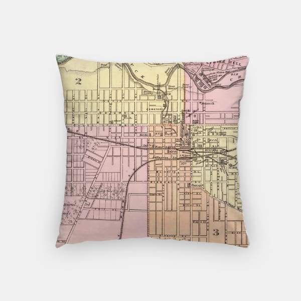 Springfield, Ohio city skyline with vintage Springfield, Ohio map ...
