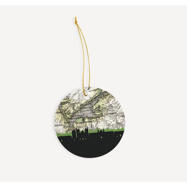 Trondheim city skyline with vintage Trondheim map | wanderlust gifts ...