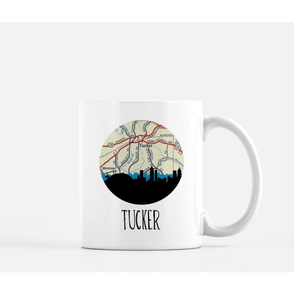 Tucker, Georgia city skyline with vintage Tucker map | wanderlust gifts ...