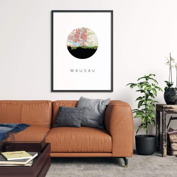 Wausau, Wisconsin city skyline with vintage Wausau map | wanderlust ...