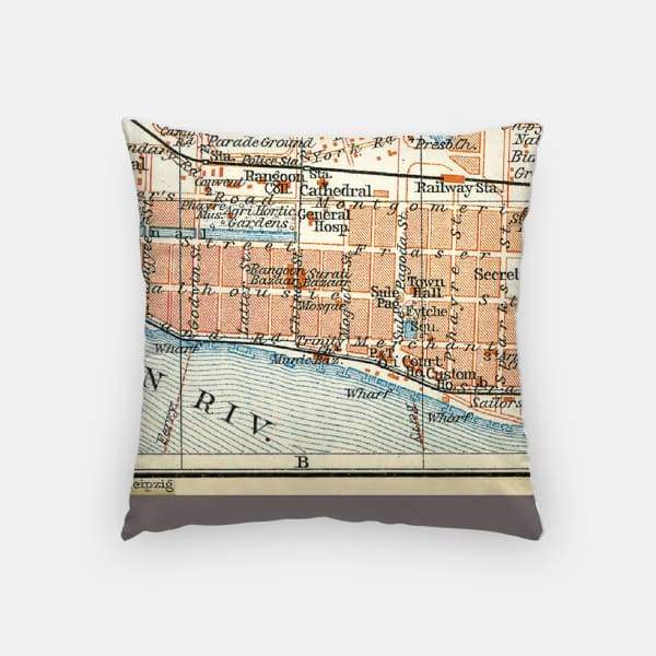Yangon, Myanmar city skyline with vintage Yangon map | wanderlust gifts ...